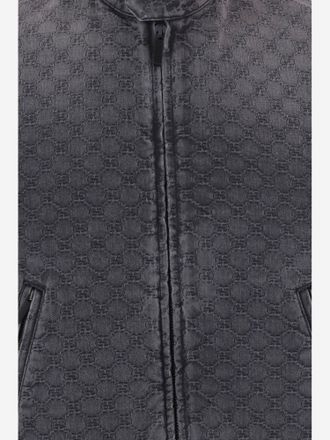 Gucci GG Jacquard Cotton Denim Jacket - Gray