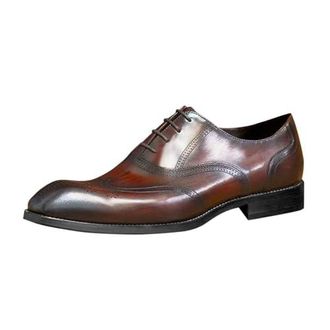 Generic Chaussures Oxfords pour Hommes Travail, Derby Mens Shoes, &agrave; Lacets &agrave; t&ecirc;te carr&eacute;e Imitation Grain de Bois (Brown 44)