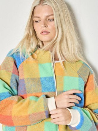 Apricot Kurzjacke Wendbare Fleece-Steppjacke mit Karomuster