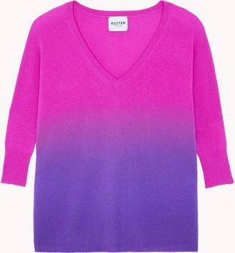 Kujten Pull cachemire col V oversize dip dye - Pull Minie Dye