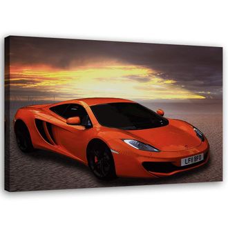 Feeby Bild auf Leinwand auto Kunstdruck modern sportwagen Rot 90x60 cm