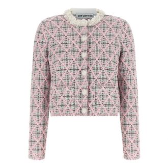 Self Portrait Femme, Vestes, Rose, Taille: 40 FR Cardigan court en boucl&eacute; orn&eacute; de cristaux