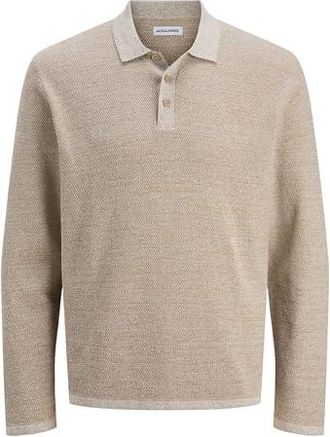 Jack & Jones Jjegeorge Knit Polo Ls Sn, Kaki, S Hommes