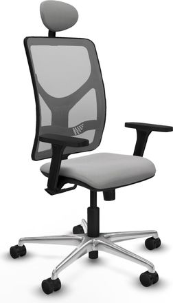 Piqueras y Crespo B&uuml;rostuhl, grau, mit 3D-Armlehnen, h&ouml;henverstellbarer Lendenwirbelst&uuml;tze und festem Kopfteil, ausgestattet mit 3 Positionen und Schneideschaum, Grau/H