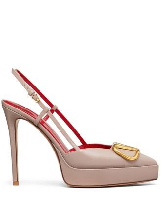 Valentino Garavani escarpins Vlogo Signature 120 mm à bride arrière - Tons neutres