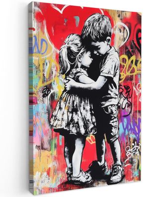MuchoWow © Bilder Groß 80x120 cm XXL Wohnzimmer Deko Modern Wandbild Kunstdruck auf Leinwand Bild Schlafzimmer über Bett Room Decor Geschenke Graffiti - Schwar