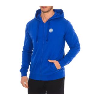 North Sails Homme, Sweatshirts et sweats à capuche, Bleu, Taille: M Sweat à capuche avec fermeture éclair et impression de marque