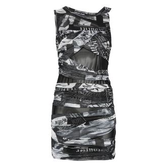 Versace Jeans Couture Asymmetrisches drapiertes Kleid schwarz/wei&szlig;es Design - - Dresses - Damen - Schwarzk - S
