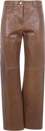 Max Mara Lederhose mit geradem Bein - - Trousers - Damen - Braun - XS