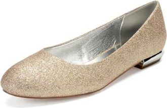 Generic Chaussures De Mariage Femme &Eacute;l&eacute;gant Bout Pointu Chaussures Mari&eacute;e Semelle Ballerines &Eacute;t&eacute; Plates Slip-on Dress F&ecirc;te Plates 1.8Cm,Champagne,43 EU