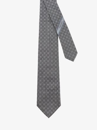 Ferragamo Mens Tie Cannes Silk Grey Ties & Bow