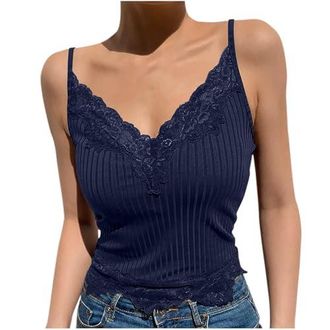 Generic D&eacute;bardeur en dentelle pour femme - D&eacute;bardeur &agrave; bretelles en coton uni - Col en V profond - Bretelles spaghetti - D&eacute;bardeur d&eacute;t&eacute; sexy pour femme - D&eacute;ba
