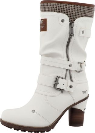 Mustang Jeans Damen Stiefel mit Zierreißverschluss 15M0162001, Größe:37 EU, Farbe:Weiß