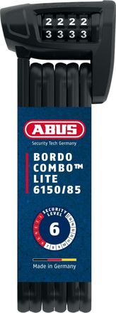 ABUS Faltschloss Bordo Combo Lite 6150/85 mit Tasche - Extra-leichtes Zahlenschloss aus Spezialstahl - ABUS-Sicherheitslevel 6 - 85 cm - Schwarz