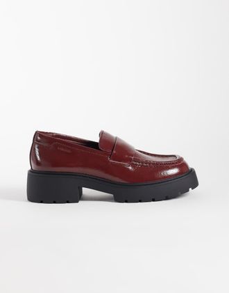 Calvin Klein Loafer aus Lackleder mit grober Sohle in Burgunderrot-Braun