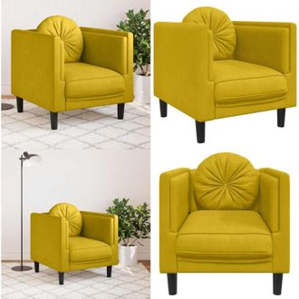vidaXL Sessel mit Kissen Gelb Samt - Sessel - Samt Sessel - Wohnzimmersessel - Gelber Sessel - Gem&uuml;tlicher Sessel - Home & Living