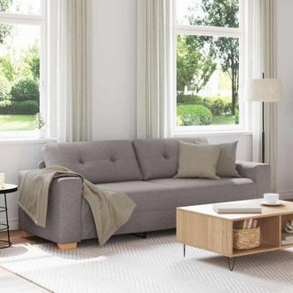 vidaXL Vidaxl - Sofa 3 places avec coussin Taupe tissu
