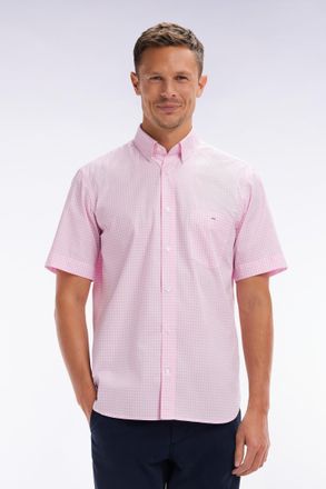 Eden Park Chemise &Agrave; Manches Courtes Vichy En Coton Rose Coupe Droite