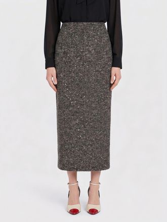 Valentino Garavani Jupe crayon midi en m&eacute;lange de laine avec volants