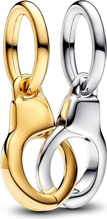 Pandora Moments Aufklappbarer & teilbarer Handschellen Charm-Anhänger aus Sterling Silber mit vergoldeter Metalllegierung, Kompatibel Moments und ME Armbänder
