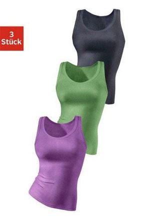 H.I.S Tanktop H.I.S, Damen, Gr. 32/34, bunt (flieder, gr&uuml;n, anthrazit), Feinripp, Obermaterial: 100% Baumwolle, unifarben, Basic, k&ouml;rpernah normal, tiefer R
