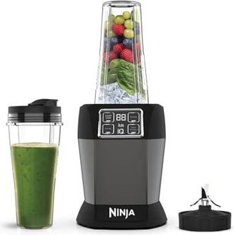 Ninja Mixer mit 2 Programmen: Mixen & Max Mixen, Impulsfunktion, 2x 700ml Becher mit Ausgussdeckel, 1000W, spülmaschinenfest, Mixer Smoothie Maker, Auto-iQ,