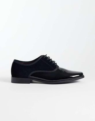 Asos derbies &agrave; lacets en noir verni et velours