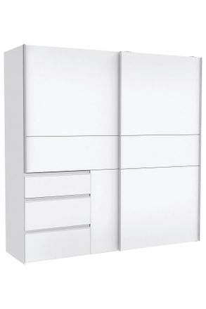 CARRYHOME Schwebet&uuml;renschrank, Wei&szlig;, Holzwerkstoff, 3 F&auml;cher, 3 Schublade(n) Schubladen, 170x200x61 cm, Typenauswahl, in verschiedenen Gr&ouml;&szlig;en erh&auml;ltlich, Schlaf