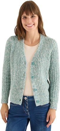 Cecil Damen 2515404 Two Tone Cardigan, Conifere Green Melange, XXL