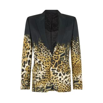 Roberto Cavalli Homme, Vestes, Brun, Taille: XL Blazer imprim&eacute; peau de Jaguar