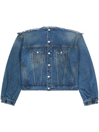 Maison Margiela veste en jean à design sans col - Bleu