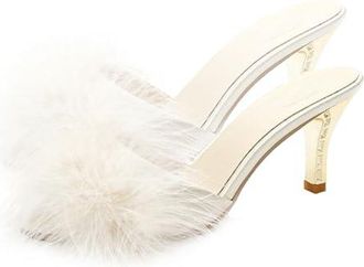 Beaupretty Sandales à Talon Haut pour Femme Mules Ouvertes Élégantes Beige Confortables et Respirantes Design Classique et Texture