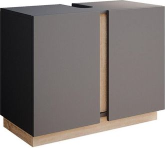 Vicco Meuble sous vasque simple Gloria, Anthracite, 70.4 x 55.5 cm avec 2 portes