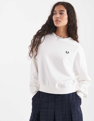 Fred Perry Sweat-shirt &agrave; liser&eacute; - Blanc