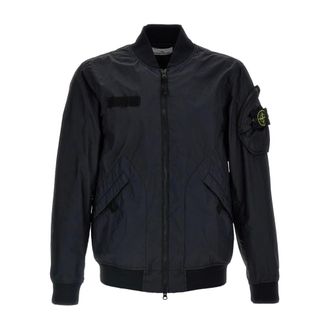 Stone Island Homme, Vestes, Bleu, Taille: S Blouson Bomber en Coton Stretch