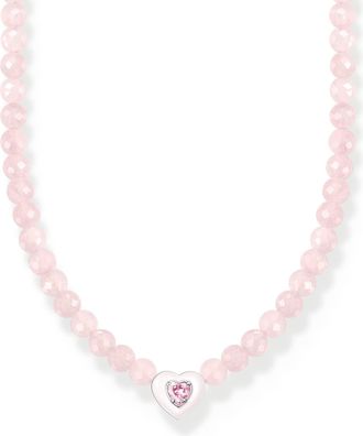 Thomas Sabo Thomas Sabo Choker Herz mit Rosenquarz-Beads 34,00-42,00 cm Recyceltes 925 Silber Kaltemail KE2181-035-9-L42V