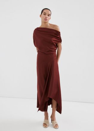 Mango Robe asym&eacute;trique &eacute;vas&eacute;e bordeaux - Femme - XXS - MANGO
