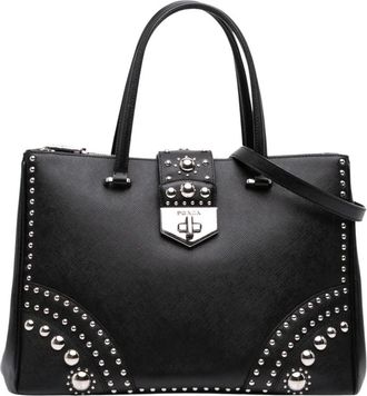 Prada Sac &agrave; main Pre-owned en cuir clout&eacute; - Femme - Pre-owned - Noir - Taille: ONE Size