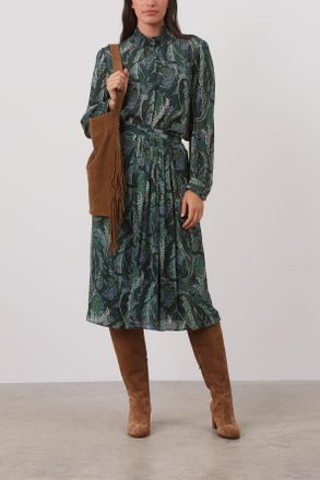 Gerard Darel Chemisier imprim&eacute; &agrave; col fronc&eacute; - CHADE - Vert