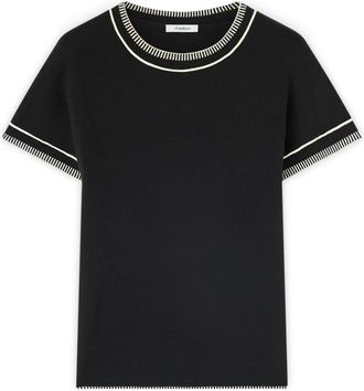Motivi Glatter Viskose-Strickpullover mit kontrastierenden Kanten - - Tops - Damen - Schwarzk - M