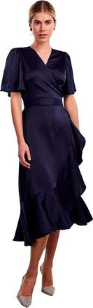 Vero Moda Damen Yasthea 2/4 Midi Wrap Dress S. Noos Kleid, Evening Blue, M EU