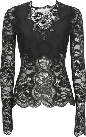 Paco Rabanne Femme, Blouses et Chemises, Noir, Taille: 38 FR Blouse &agrave; manches longues en dentelle