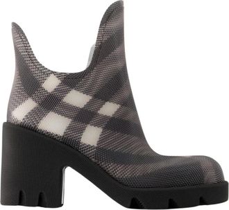 Burberry Bottes Chelsea en maille &agrave; carreaux - Femme - Chaussures - Noir - Taille: 35 EU