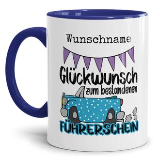 Tassendruck Tasse mit Name Personalisieren - Gl&uuml;ckwunsch zum F&uuml;hrerschein - Tassen Bedrucken, F&uuml;hrerscheinpr&uuml;fung bestanden | Personalisiertes Geschenk, 300ml, In