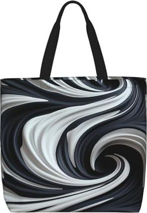 Generic Tourbillon Noir Et Blanc Sac &Agrave; Bandouli&egrave;re L&eacute;ger Sacs De Courses Grand Sac A Main Femme Pour Travail Universit&eacute; Plage