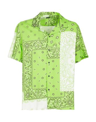 8 by YOOX PRINTED VISCOSE COLLAR CAMP SHIRT