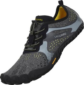 Saguaro Barfußschuhe Herren Barfuss Schuhe Damen Barfussschuhe Outdoor Sport Zehenschuhe Fitnessschuhe rutschfest Traillaufschuhe Neues Schwarz,Gr.37