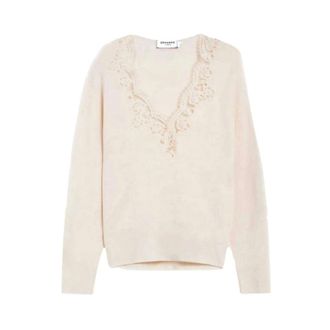 Ermanno Scervino Wollpullover mit V-Ausschnitt - - Knitwear - Damen - Beige - L