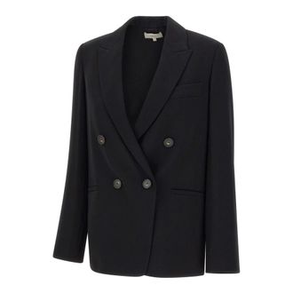 Vince Femme, Vestes, Noir, Taille: 38 FR Blazer en cr&ecirc;pe &agrave; double boutonnage