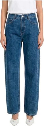 Twinset Femme, Jeans, Bleu, Taille: W29 Jean Jambe Large avec Strass